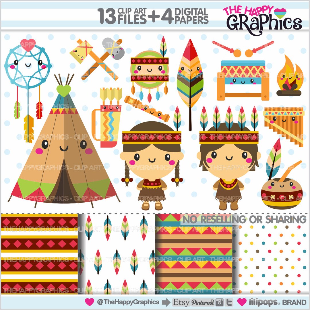 Native Clipart, Tribal Clipart, COMMERCIAL USE, Cute Clipart, Native ...