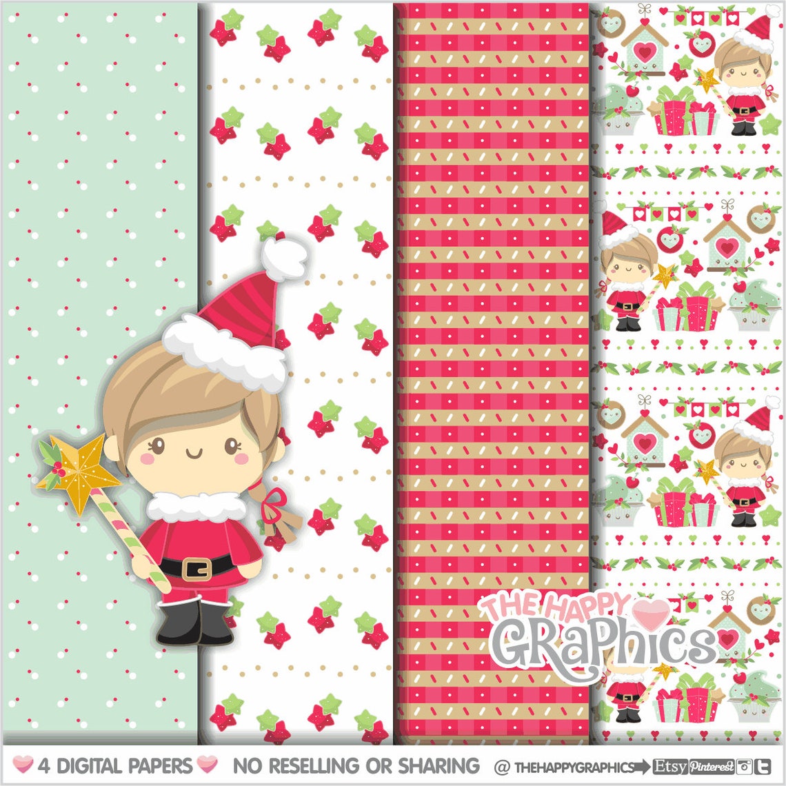 Christmas Digital Paper Noel Pattern COMMERCIAL USE - Etsy