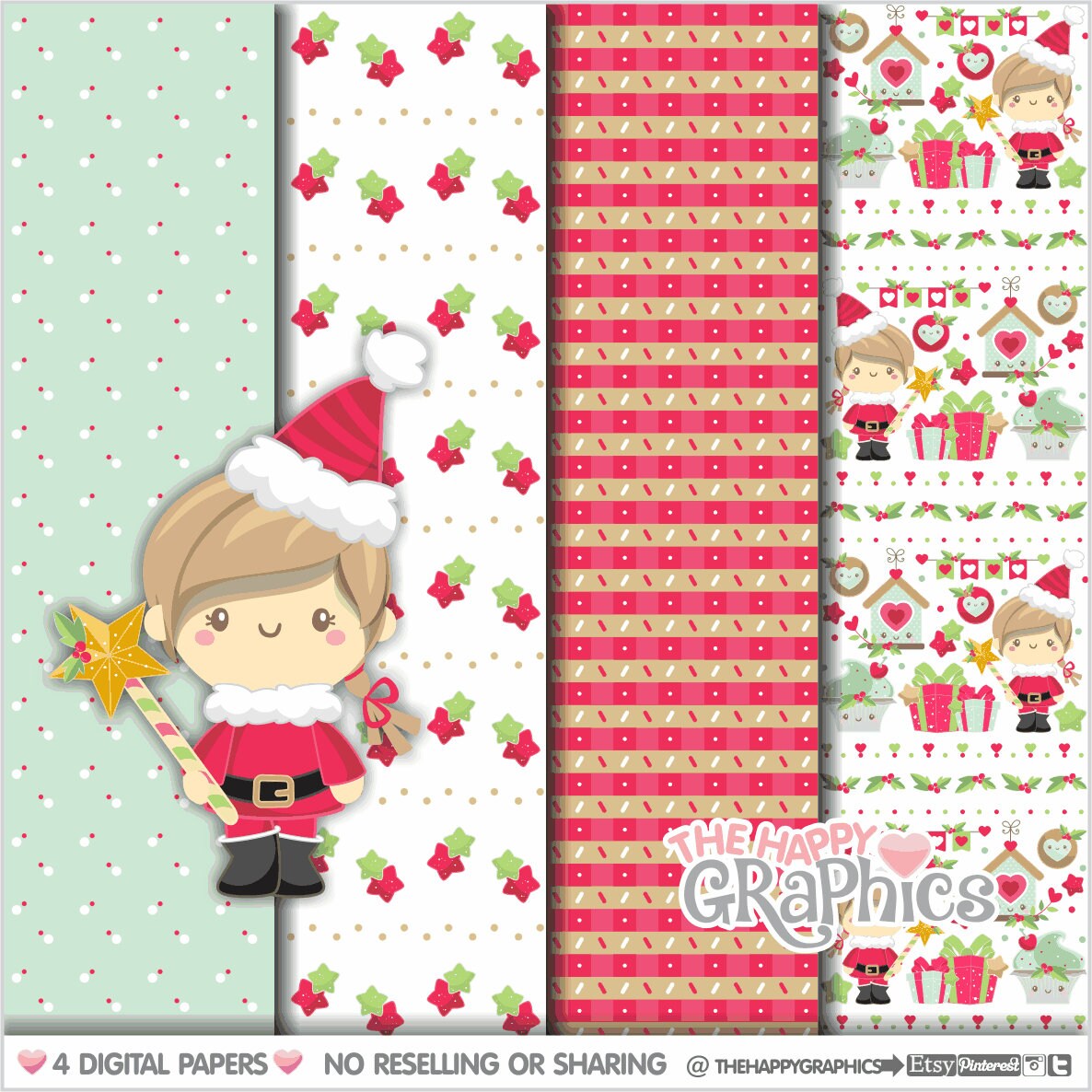 Christmas Digital Paper Noel Pattern COMMERCIAL USE - Etsy