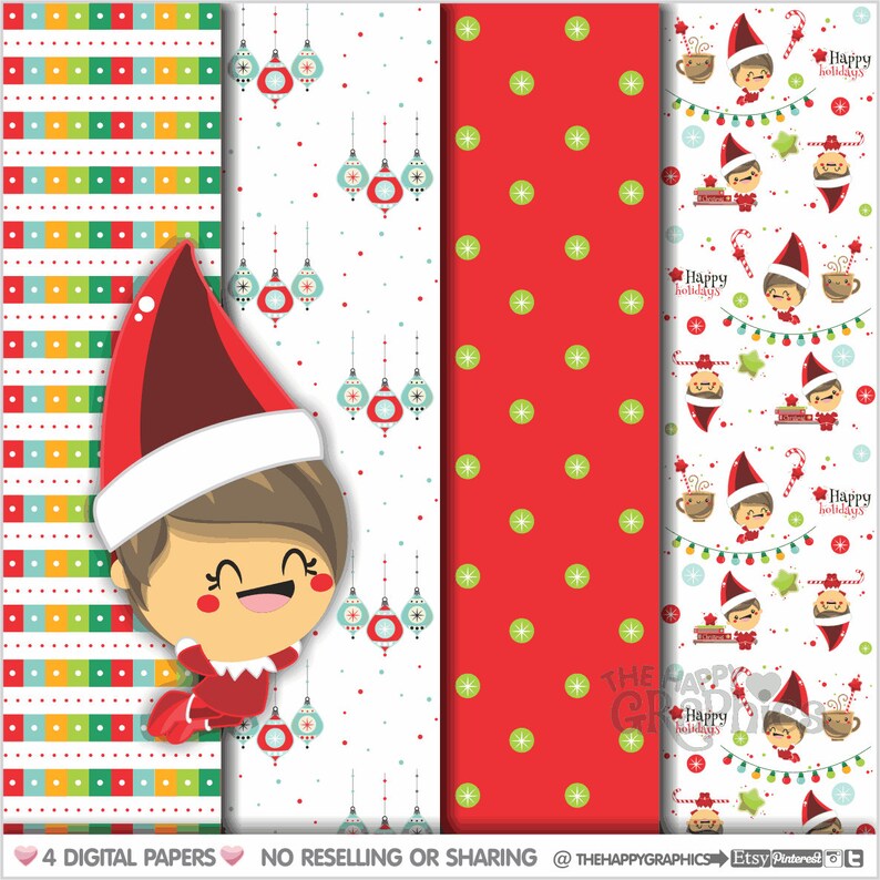 Christmas Digital Paper COMMERCIAL USE Christmas Pattern - Etsy