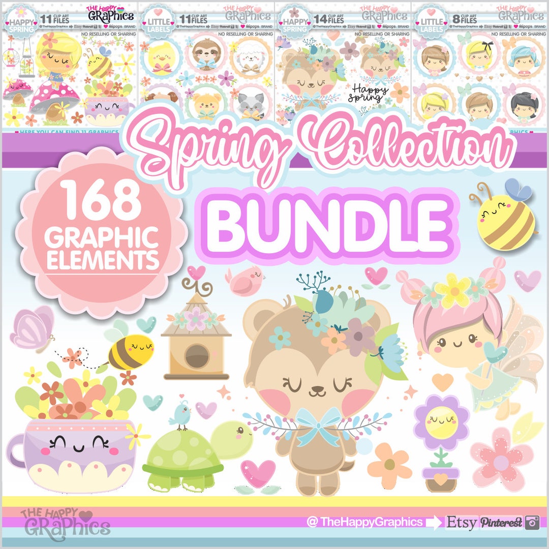 Spring Bundle, Spring Cliparts, Spring Graphics, Springtime, Spring ...