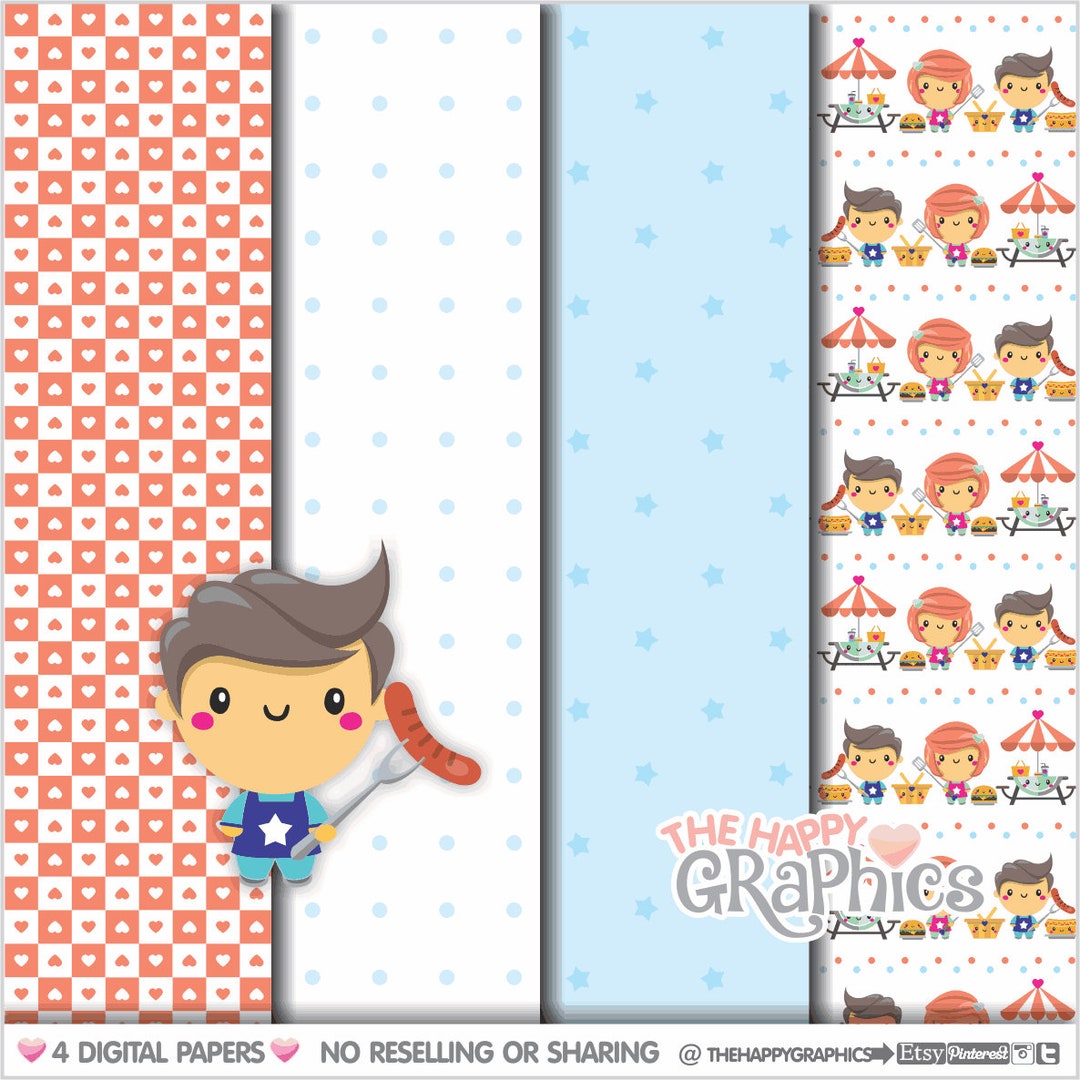 BBQ Digital Paper, BBQ Pattern, Summer Pattern, Summer Digital Paper ...