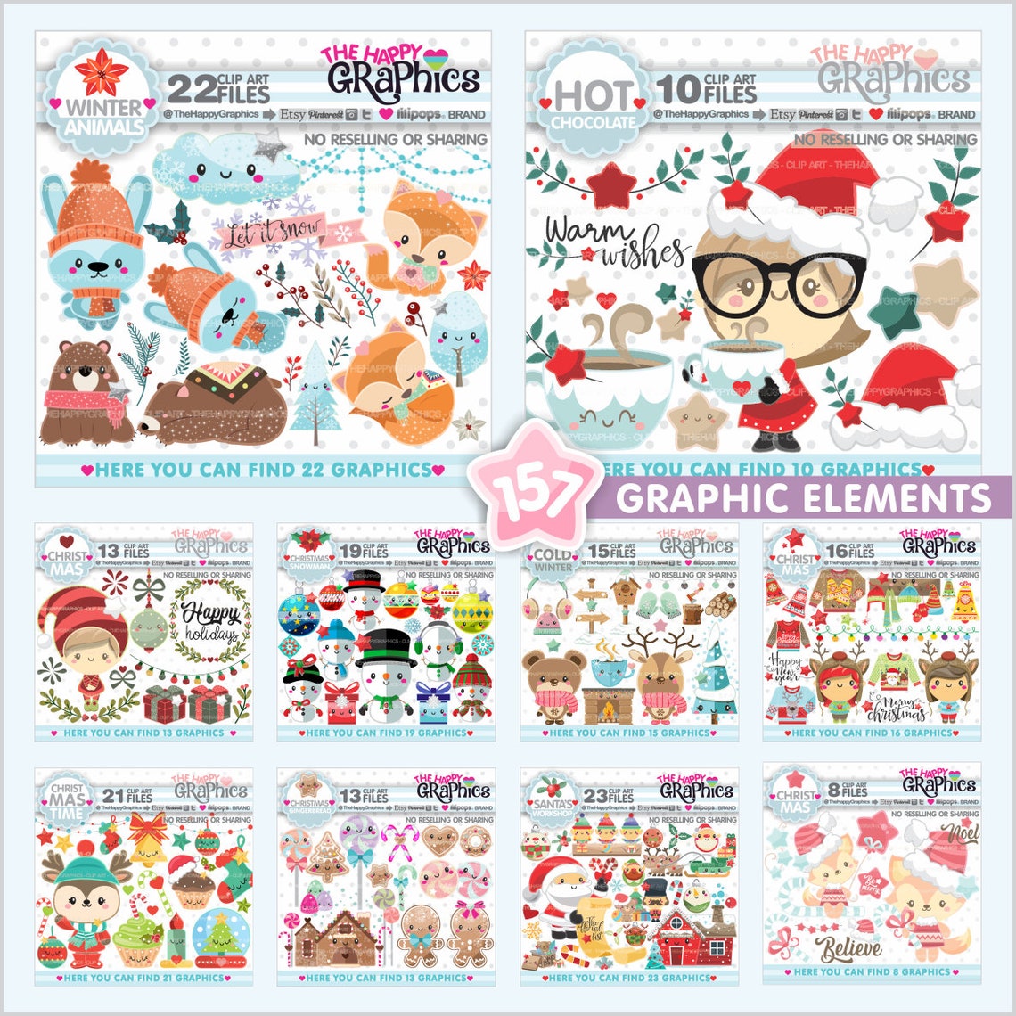 Christmas Bundle Christmas Clipart Clipart Bundle Graphic - Etsy