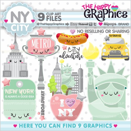 NEW YORK Clip Art Commercial Use Statue of Liberty NY Usa - Etsy