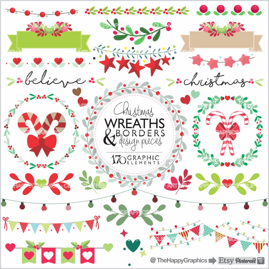 Christmas Ornaments, Digital Christmas, Borders Clipart, Frame Clipart ...