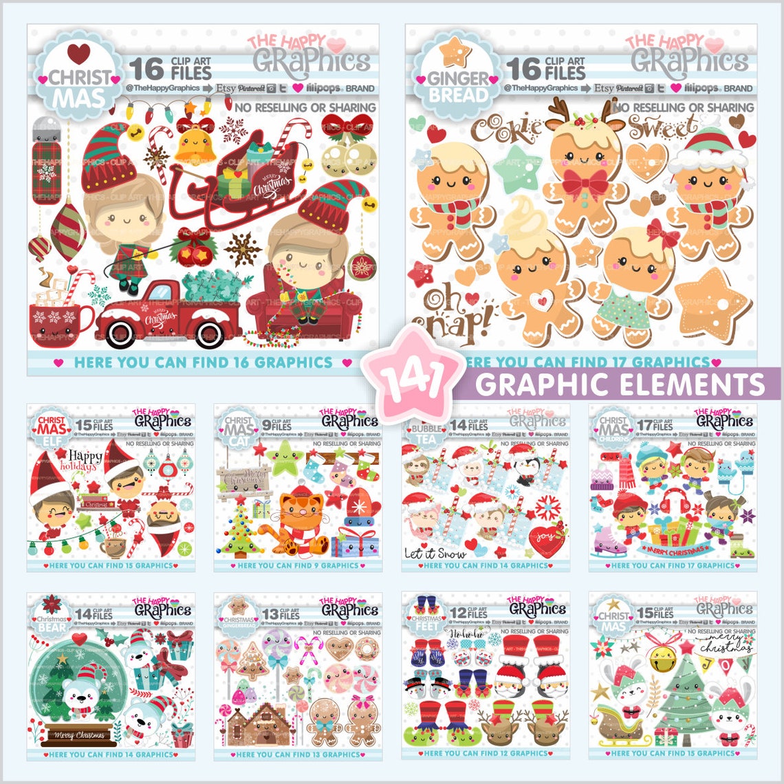 Christmas Bundle Christmas Clipart Clipart Bundle Graphic - Etsy