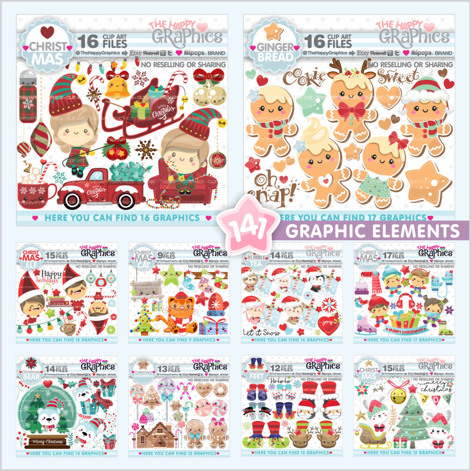 Christmas Bundle Christmas Clipart Clipart Bundle Graphic - Etsy