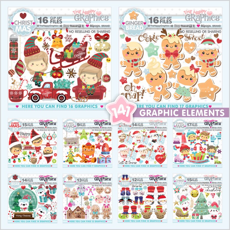 Christmas Bundle Christmas Clipart Clipart Bundle Graphic - Etsy