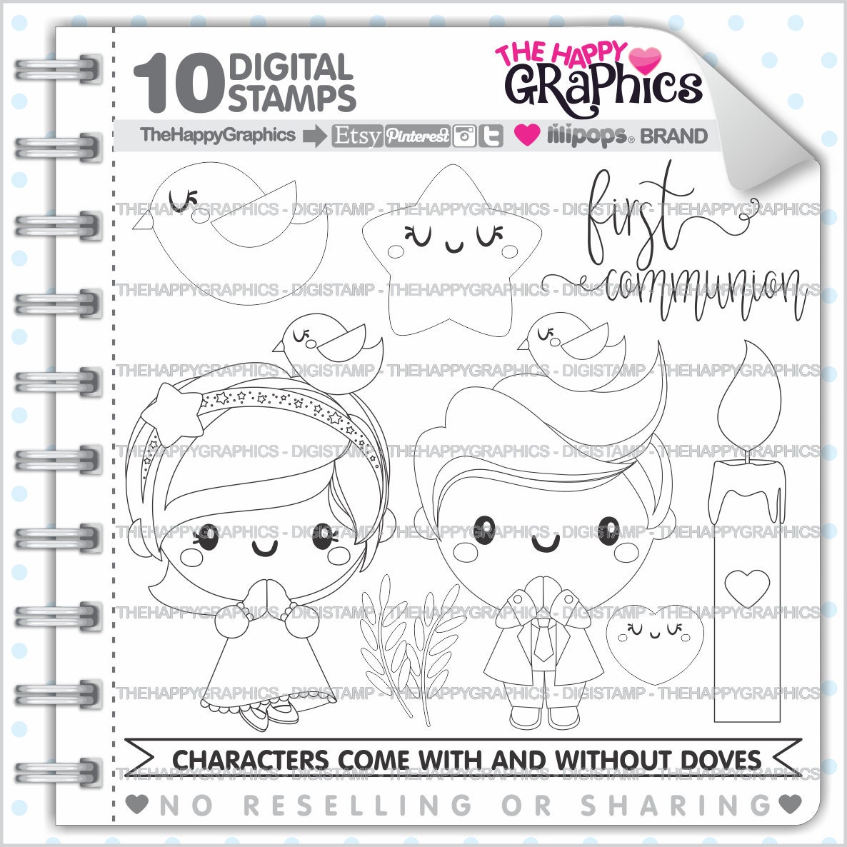 First Communion Stamp First Communion Digistamp Commercial | Etsy