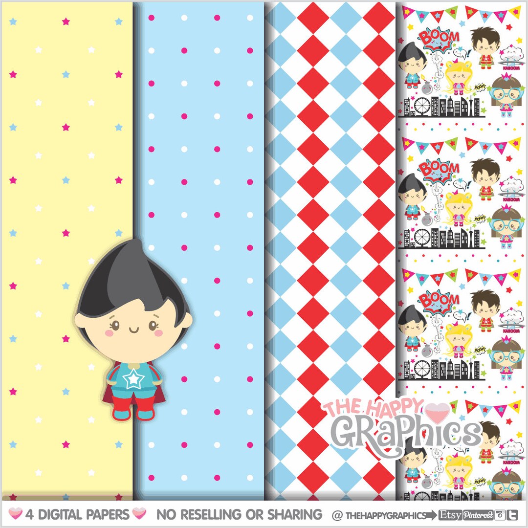Hero Digital Paper, Superhero Paper, Hero Pattern, Party Digital Paper ...