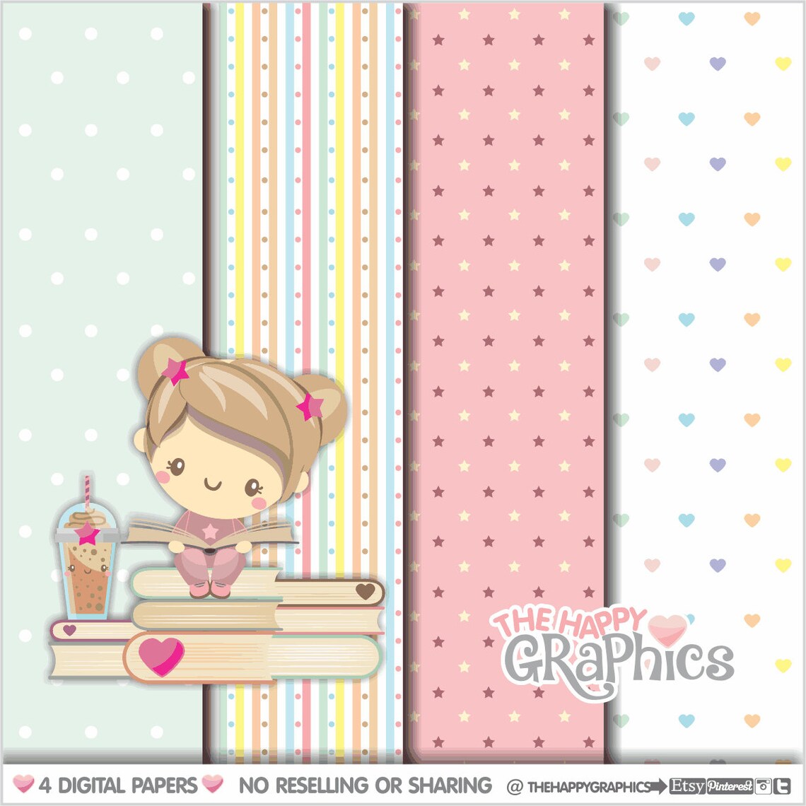 Book Digital Paper COMMERCIAL USE Book Pattern Printable - Etsy