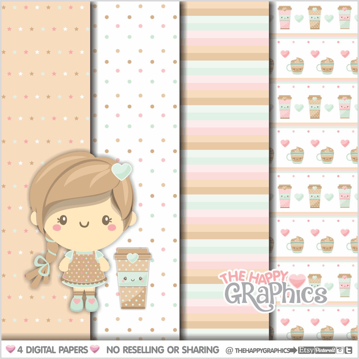 Coffee Digital Paper COMMERCIAL USE Coffee Pattern | Etsy