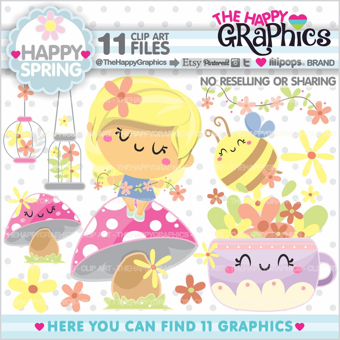 Spring Clipart, Spring Graphics, COMMERCIAL USE, Flower Cliparts, Bee ...