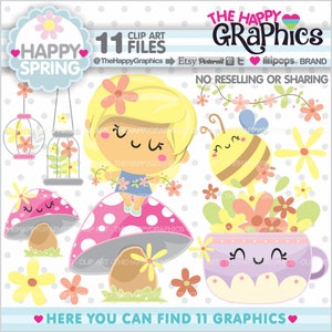 Spring Clipart, Spring Graphics, COMMERCIAL USE, Flower Cliparts, Bee ...