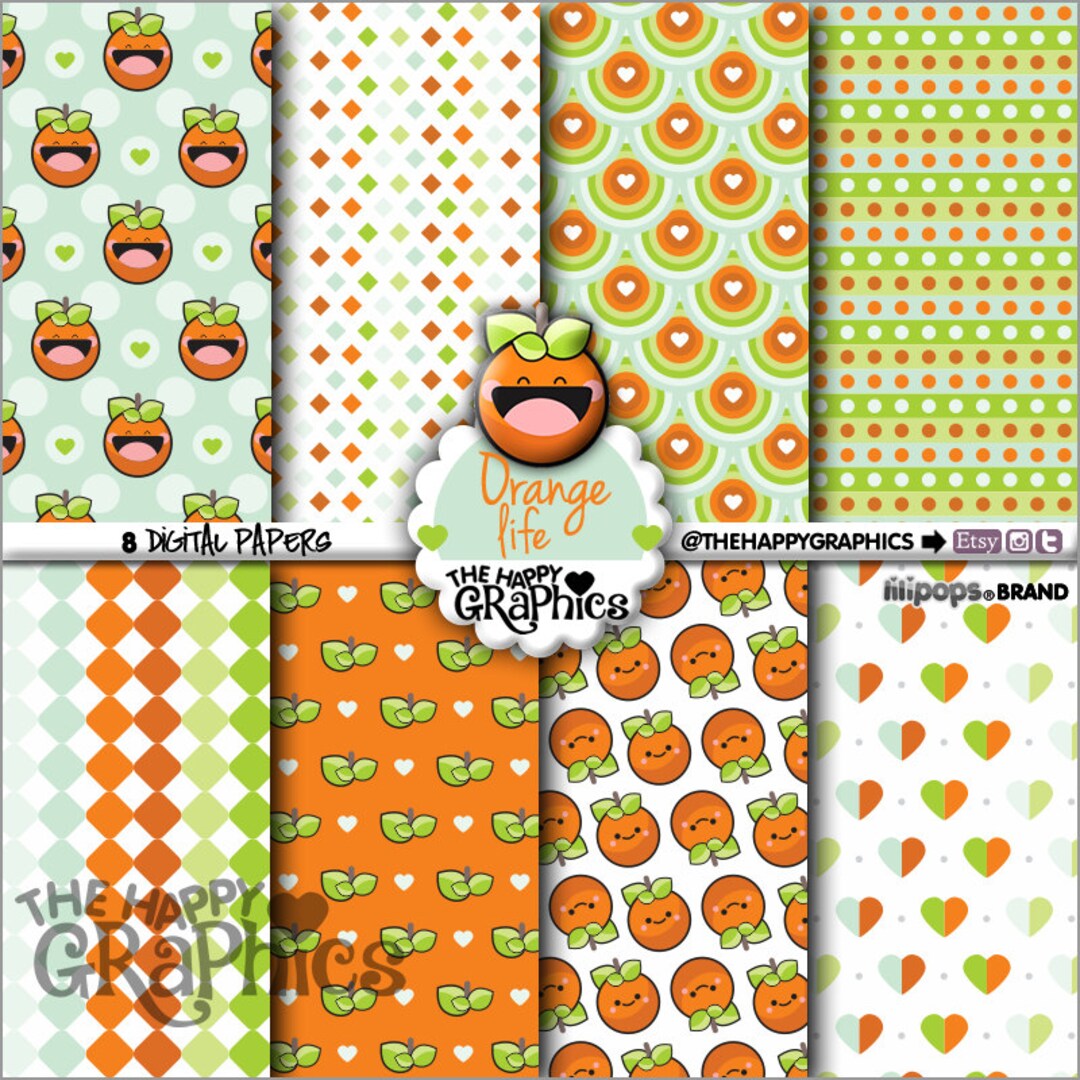 Orange Digital Paper, COMMERCIAL USE, Orange Pattern, Printable Paper ...