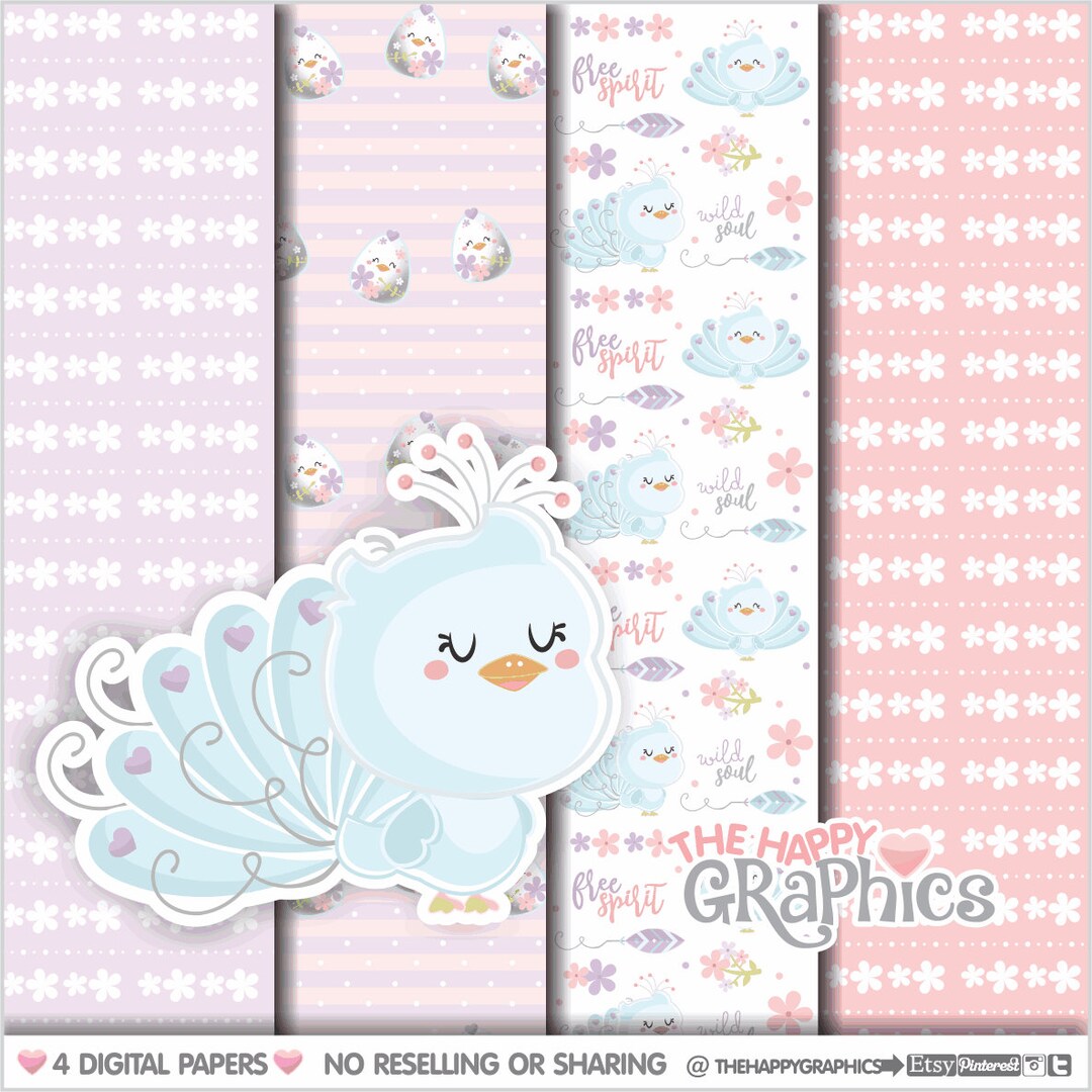 Peacock Digital Paper, COMMERCIAL USE, Peacock Pattern, Printable Paper ...