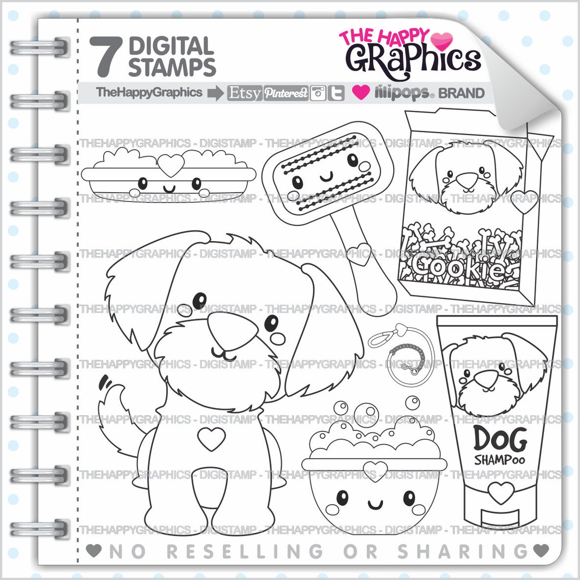 Dog Stamp Commercial Use Digi Stamp Digital Image Dog - Etsy