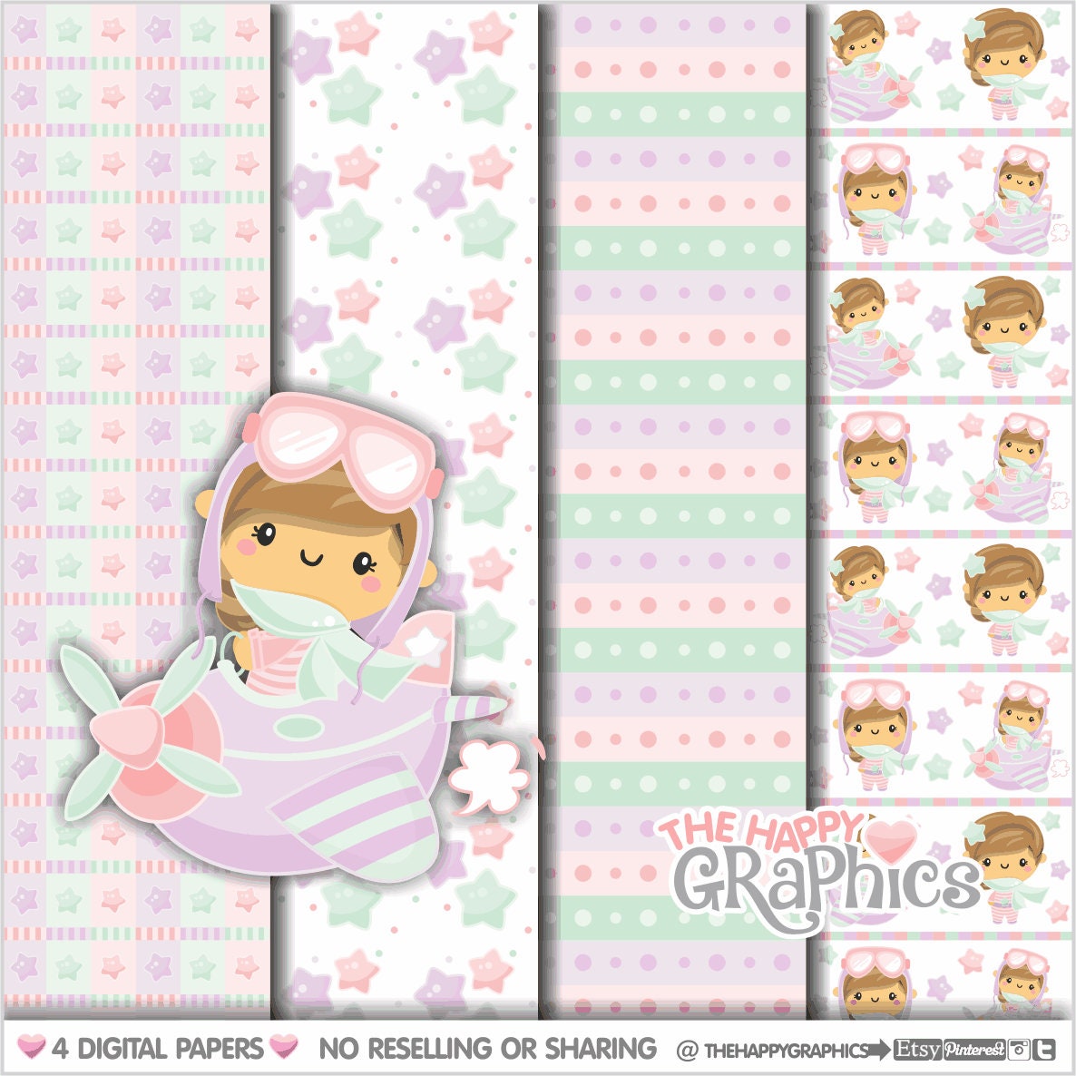 Pilot Digital Paper COMMERCIAL USE Pilot Pattern Printable | Etsy