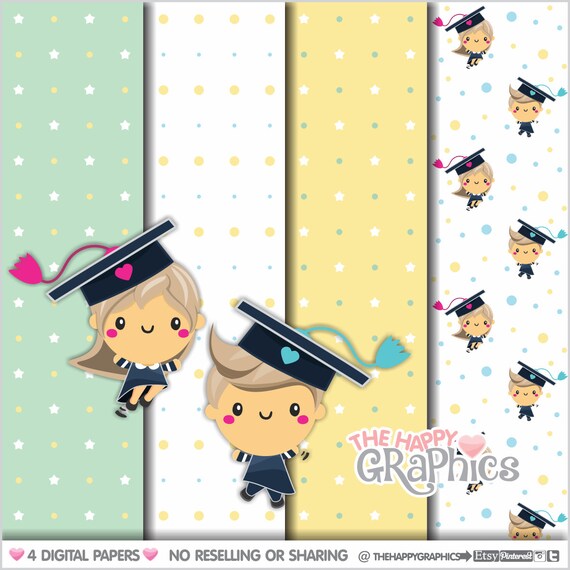 Graduation Digital Papers, Back to School, Graduation Pattern, Digital ...
