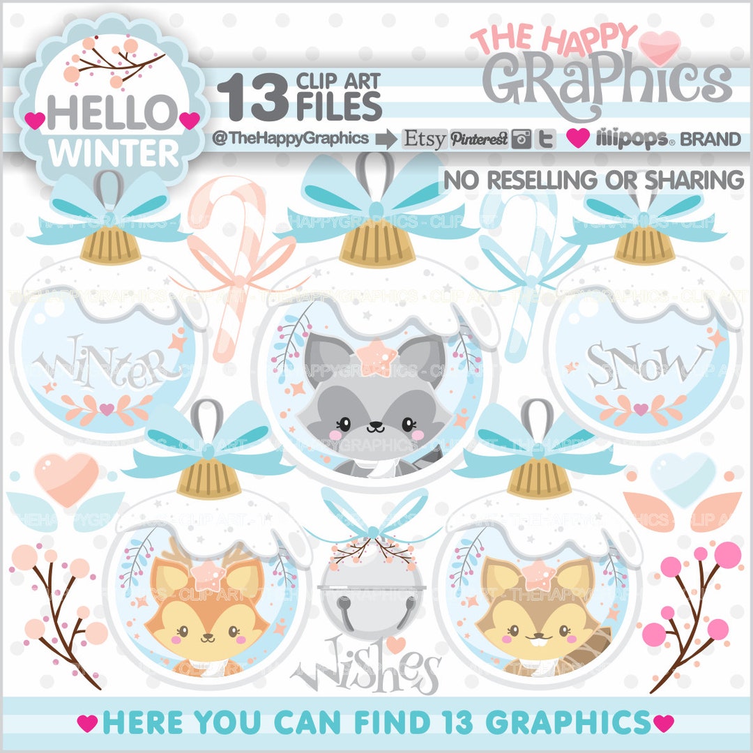 Winter Clipart, Winter Graphic, COMMERCIAL USE, Winter Party, Woodland ...