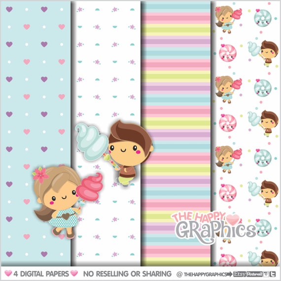 Digital Paper, Cotton Candy, Digital Pattern, Candy Pattern, Printable ...