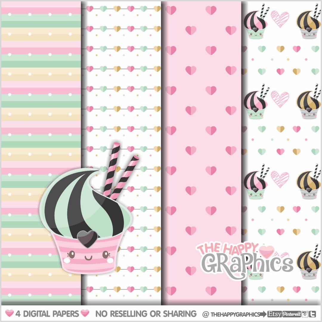 Cupcake Pattern, Birthday Digital Paper, COMMERCIAL USE, Party Pattern ...