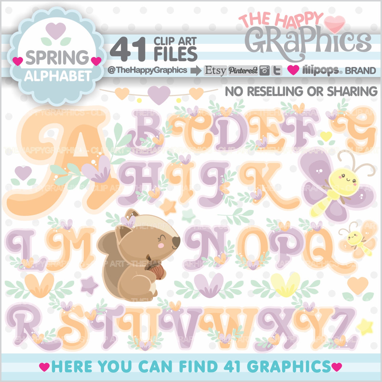 Alphabet Clipart ABC Clipart Spring Clipart Spring - Etsy