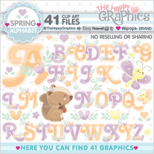 Alphabet Clipart, ABC Clipart, Spring Clipart, Spring Graphics, Letters ...