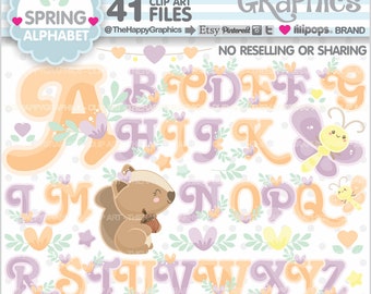 Alphabet Clipart ABC Clipart Spring Clipart Spring - Etsy