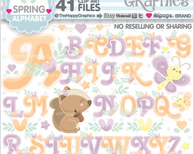 Alphabet Clipart ABC Clipart Spring Clipart Spring - Etsy