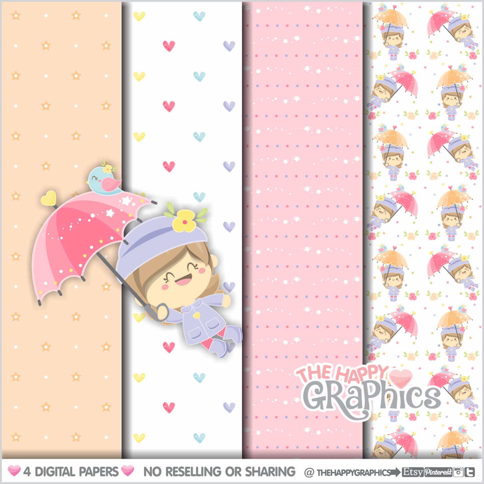 April Digital Paper April Showers Spring Pattern Printable - Etsy