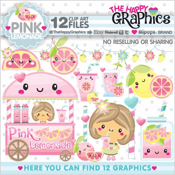 Pink Lemonade Clipart Clip Art Lemonade Graphics Summer | Etsy Canada