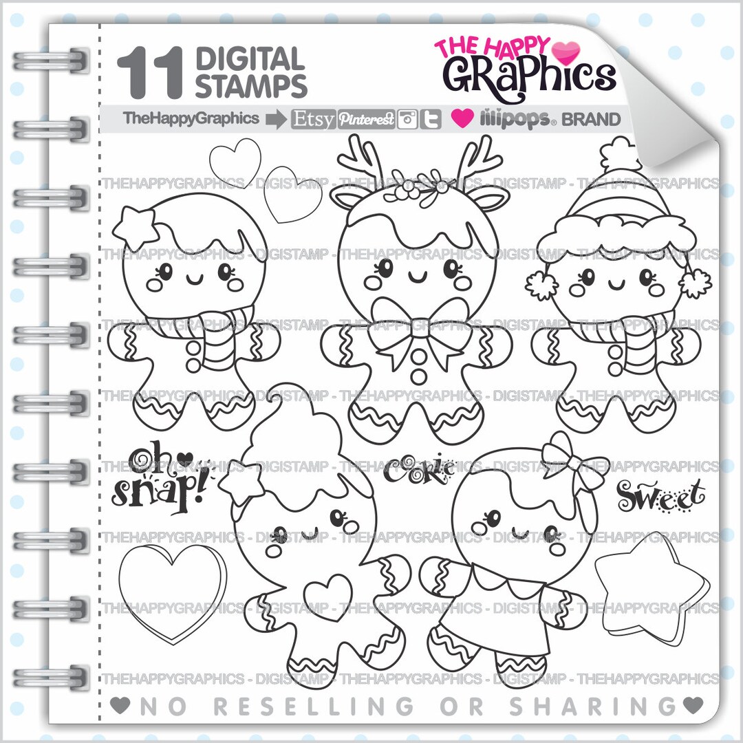 Gingerbread Stamp, COMMERCIAL USE, Digi Stamp, Digital Image ...