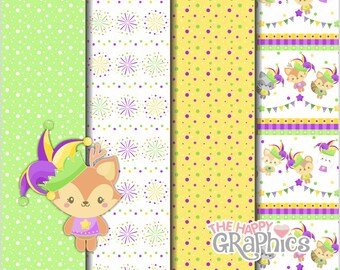 Mardi Gras Digital Papers, Mardi Gras Pattern, COMMERCIAL USE, Mardi ...