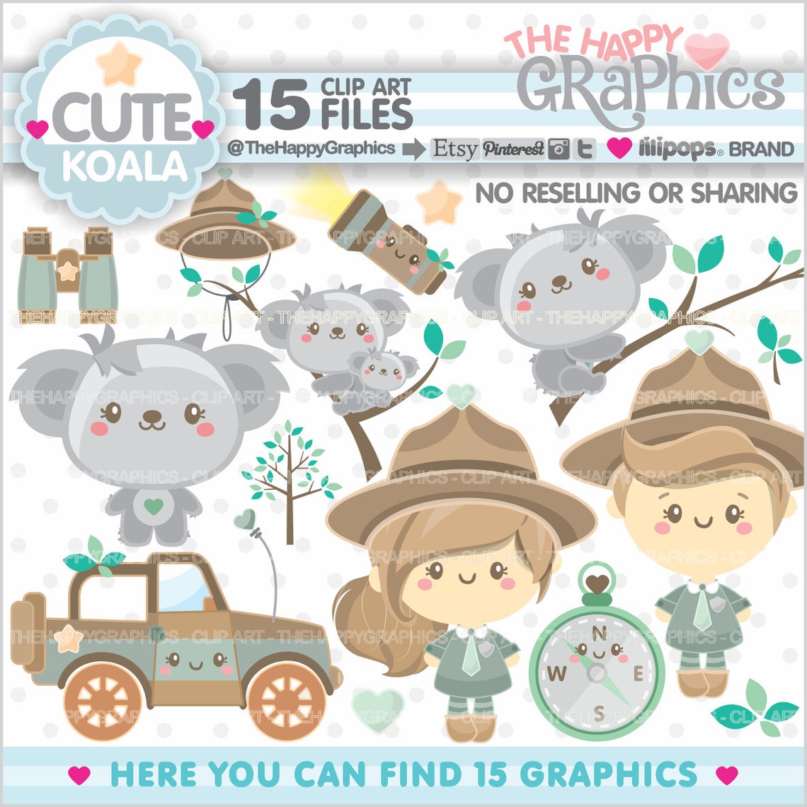 Koala Clipart Koala Graphics COMMERCIAL USE Forest Clipart - Etsy