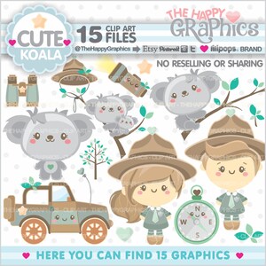 Koala Clipart, Koala Graphics, COMMERCIAL USE, Forest Clipart, Planner ...
