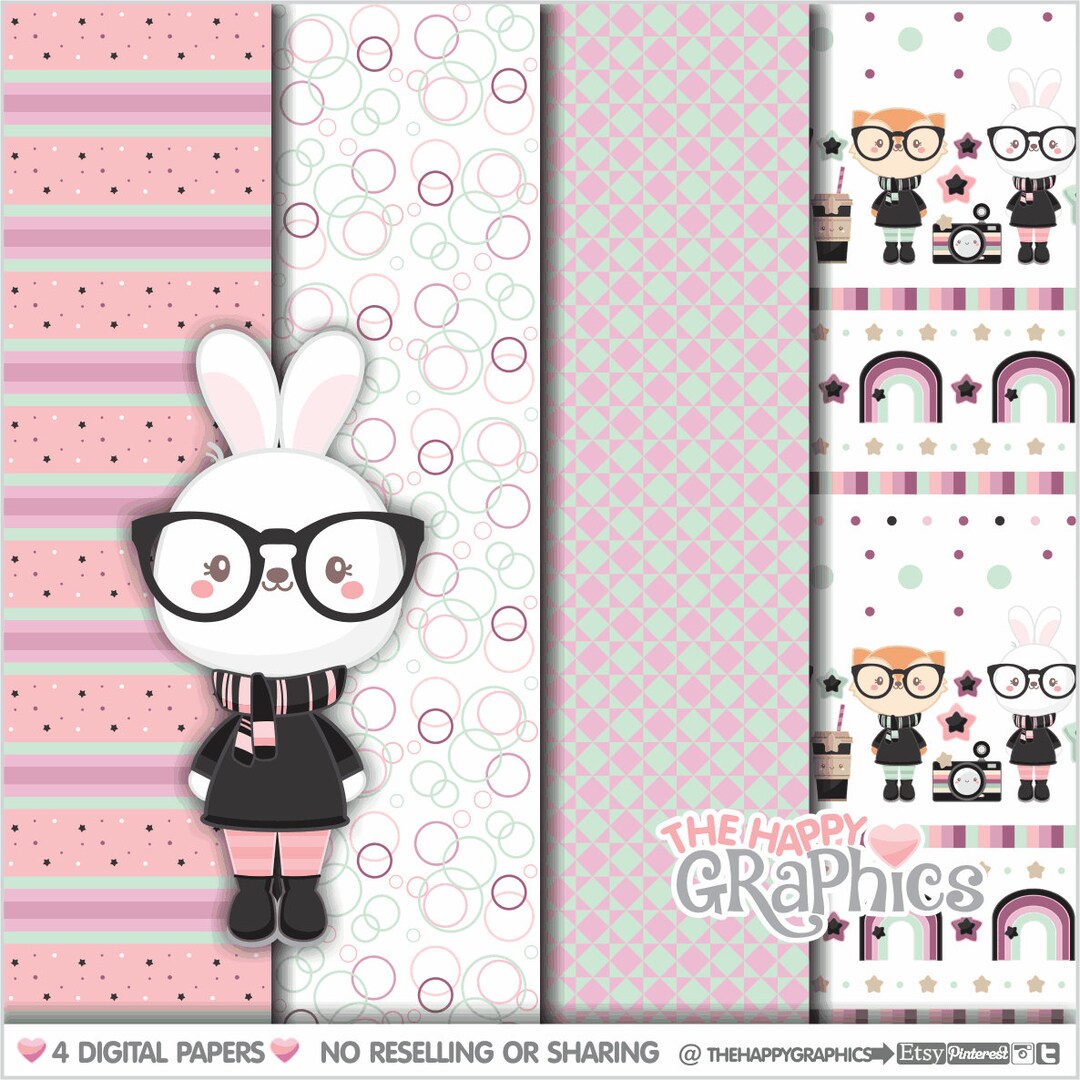 Hipster Digital Paper, COMMERCIAL USE, Hipster Pattern, Printable Paper ...