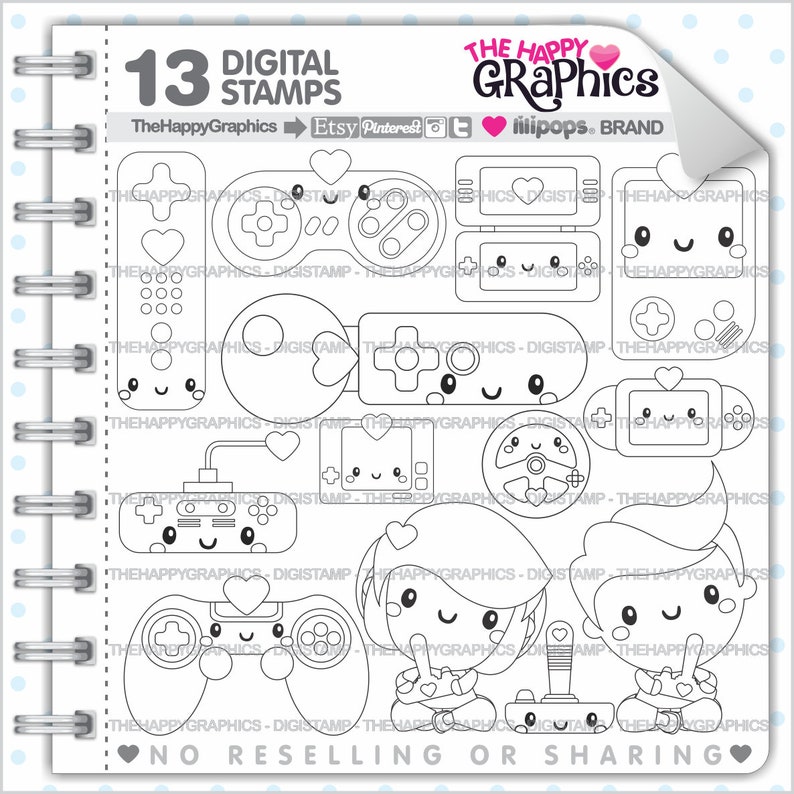 Video Game Stamp Commercial Use Digi Stamp Digital Image - Etsy