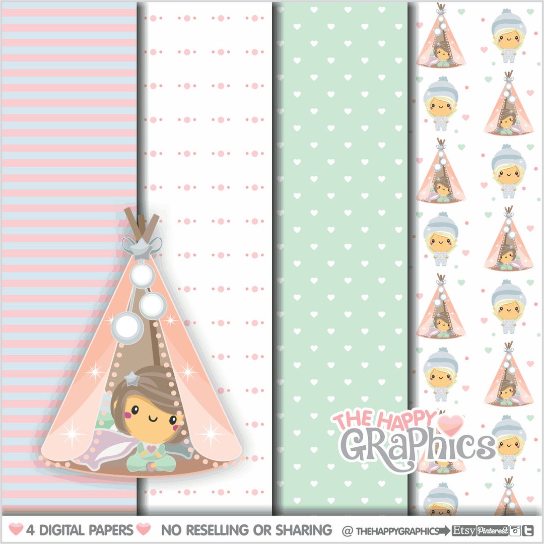 Pajama Party, Digital Papers, Digital Pattern, Sleepover Party, Pyjama ...