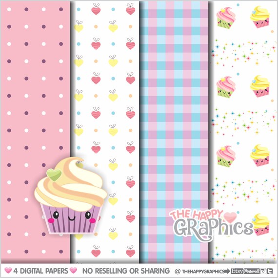 Cupcake, Digital Paper, Birthday Pattern, Cupcake Pattern, Printable ...