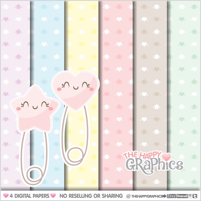 Safety Pins Digital Paper COMMERCIAL USE Baby Safety Pins | Etsy