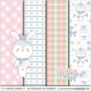 Bunny Digital Paper, Bunny Pattern, COMMERCIAL USE, Digital Paper ...