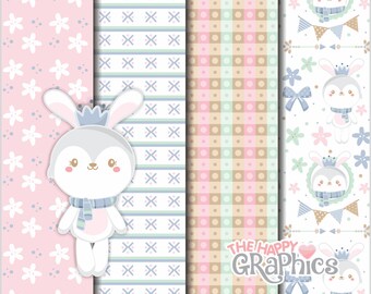 Rabbit Digital Paper Rabbit Pattern Bunny Digital Paper - Etsy