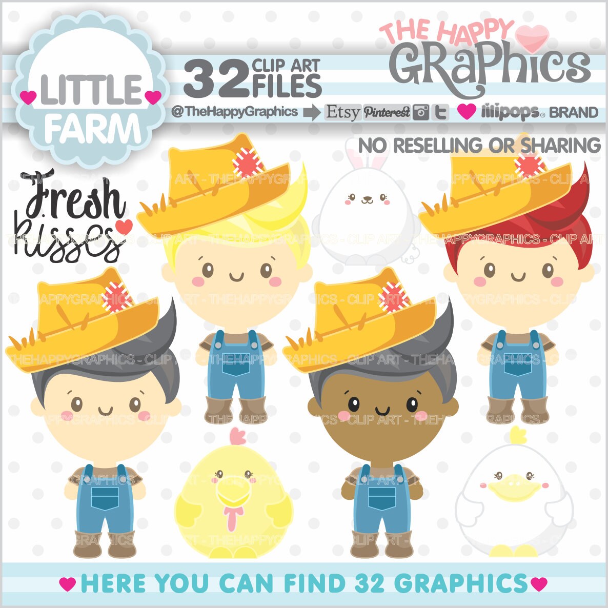 Farm Clipart Farmer Clipart COMMERCIAL USE Farmer Girl | Etsy