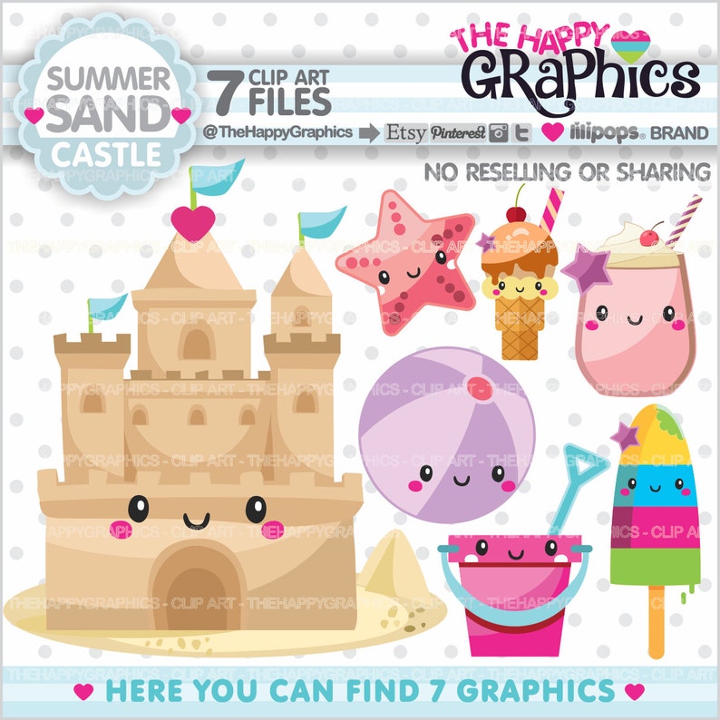 Sandcastle Clipart Sandcastle Graphic COMMERCIAL USE Sand - Etsy