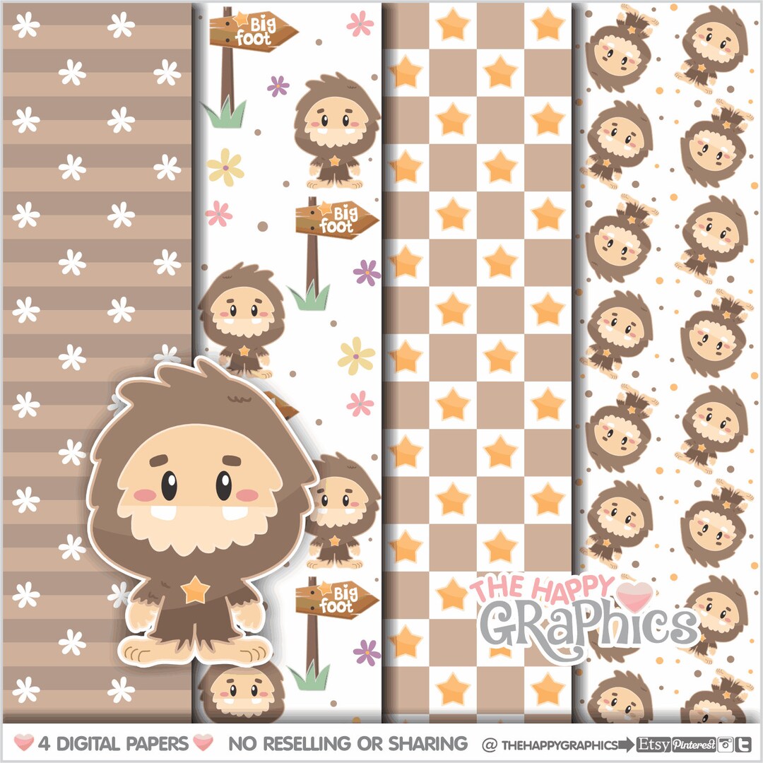 Bigfoot, Digital Paper, Digital Pattern, Sasquatch, Monster, Mythical ...