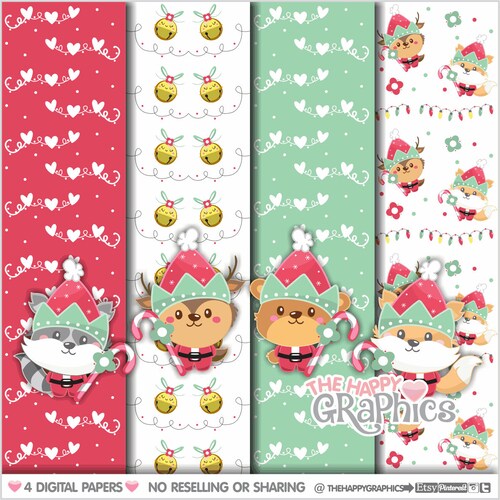 Christmas Digital Paper COMMERCIAL USE Christmas Printable - Etsy