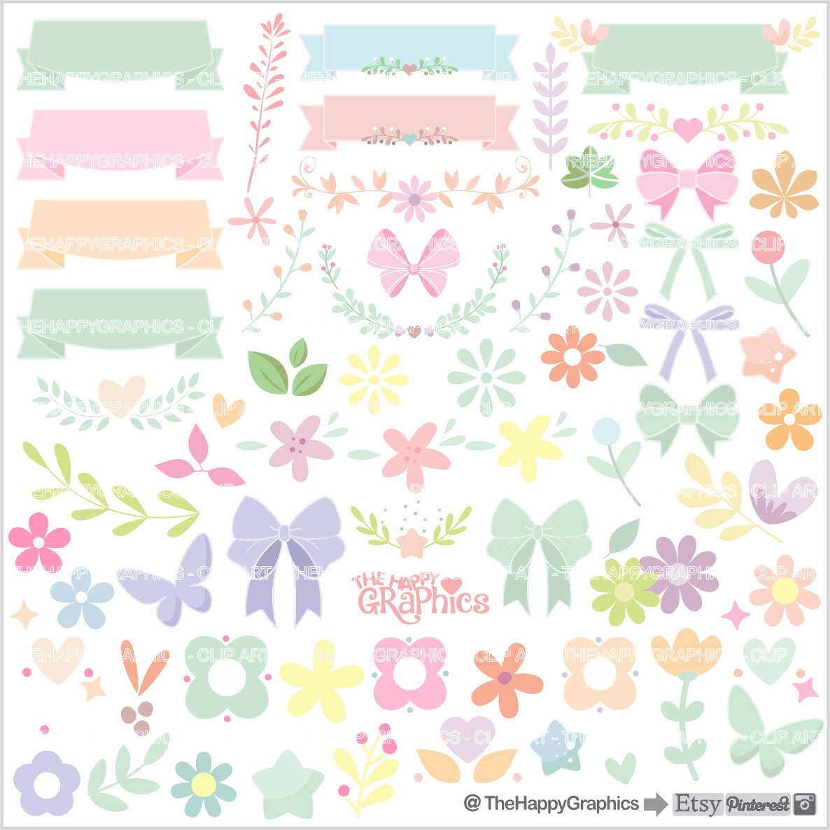 Borders Clipart Frame Clipart Badge Graphics COMMERCIAL | Etsy