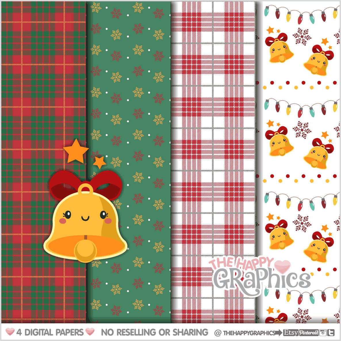 Christmas Digital Paper Christmas Pattern COMMERCIAL USE - Etsy