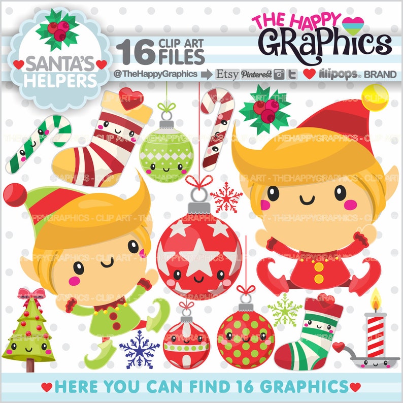 Santa's Helpers Christmas Clipart Christmas Graphics - Etsy UK